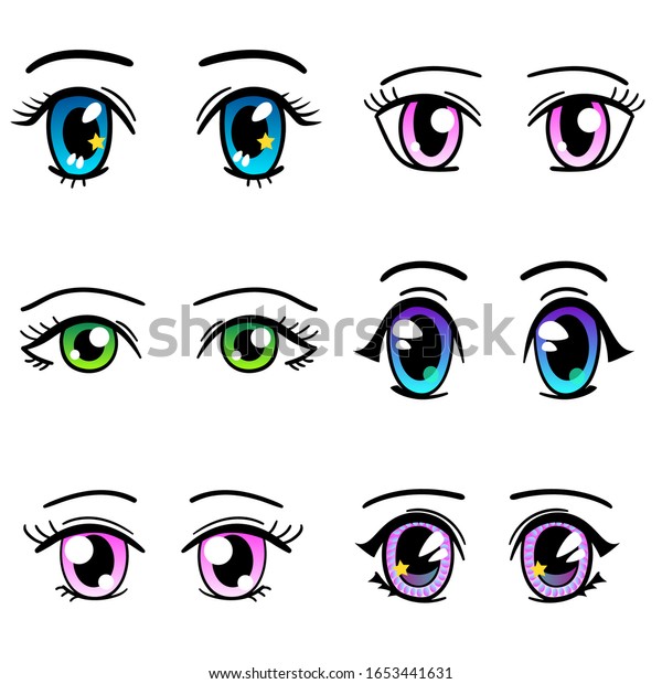 Impresionante Conjunto de dibujos animados vectoriales hermosos ojos ...