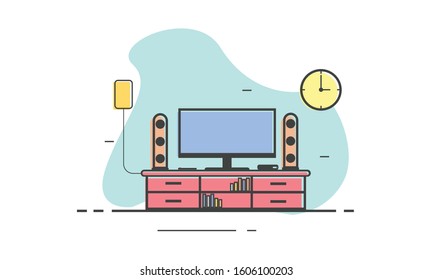 Awesome Simple Flat Art Tv Table Stock Vector (Royalty Free) 1606100203 ...