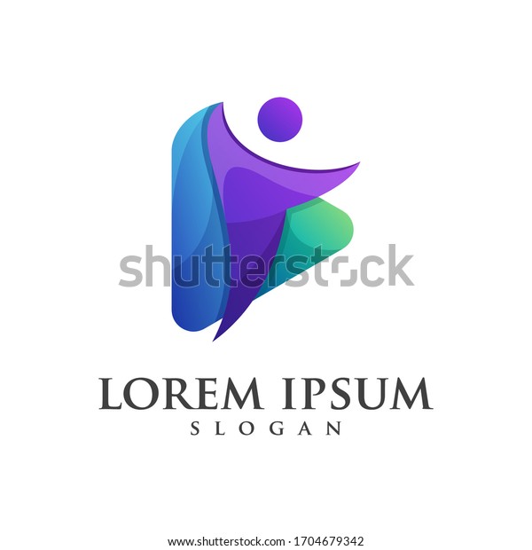 Awesome Triangle Person Gradient Logo Stock Vector (Royalty Free ...