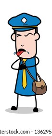 Awkward Face Postman Cartoon Courier Guy Stock Vector (Royalty Free ...