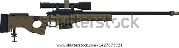AWM Sniper Rifle Flat Design Vector Illustration