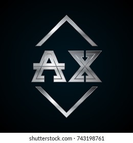 Ax Monogram Metal Logo Silver Logo Stock Vector (Royalty Free ...