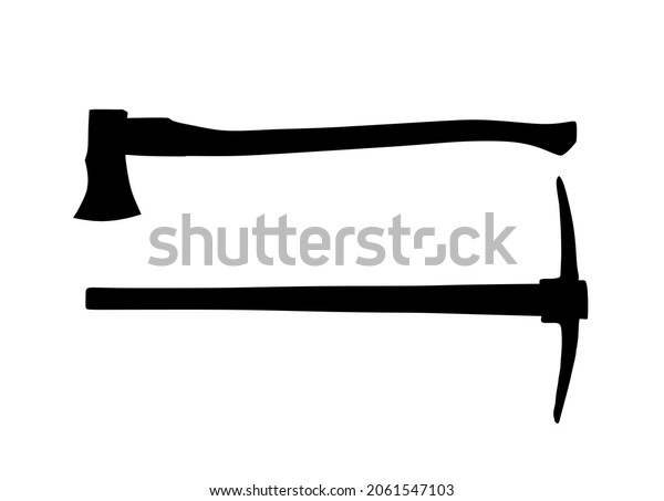 Ax Pickax Vector Silhouette Illustration Isolated Stock Vector (Royalty ...