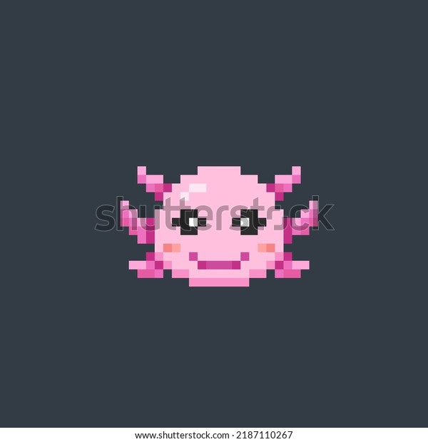Axolotl Head Pixel Art Style: เวกเตอร์สต็อก (ปลอดค่าลิขสิทธิ์ ...