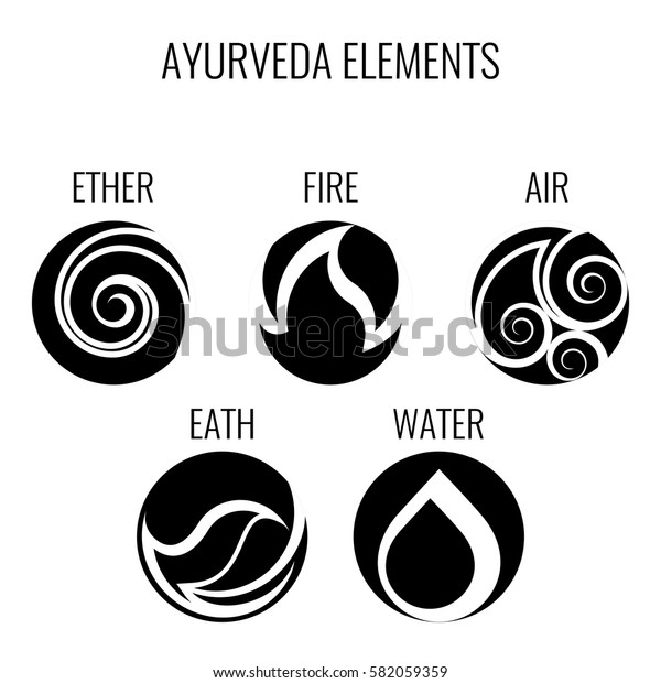 Ayurveda Vector Elements Doshas Icons Isolated Stock Vector (Royalty ...