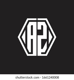 Az Logo Monogram Hexagon Line Rounded Stock Vector (Royalty Free ...