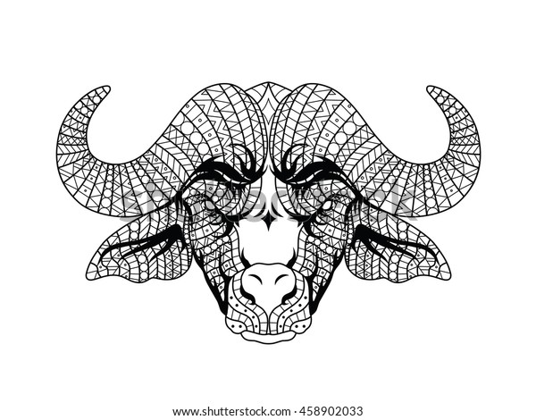 Aztec Buffalo Head Line Art Stock Vector (Royalty Free) 458902033 ...