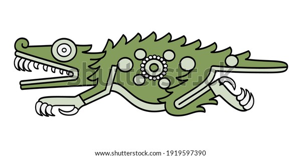 Aztec Crocodile Symbol Depicted Codex Laud: เวกเตอร์สต็อก (ปลอดค่า ...