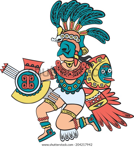 Aztec God Color Version Cartoon Style Stock Vector (Royalty Free) 204217942