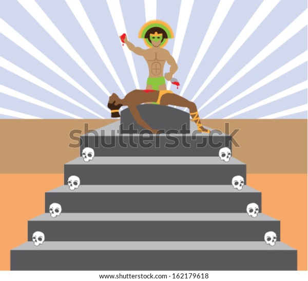 Aztec Historic Ritual Sacrifice Stock Vector (Royalty Free) 162179618