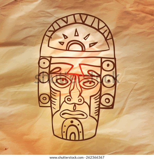 Aztec Mask Vector Illustration Vintage Style Stock Vector (Royalty Free ...
