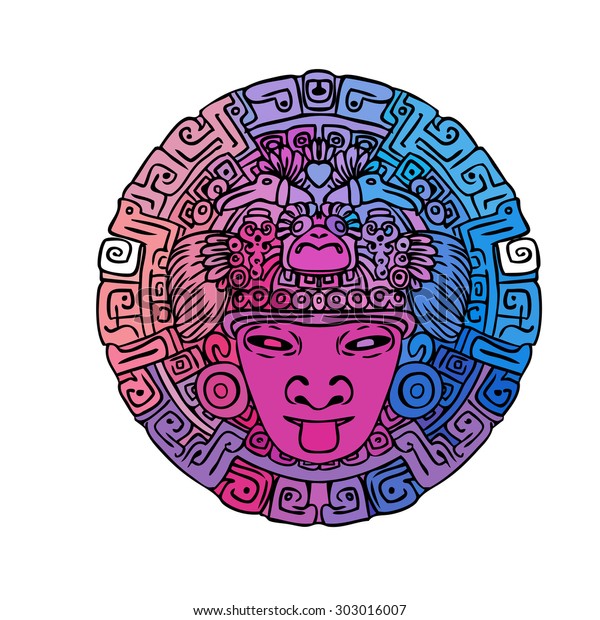 Aztec Mask Vector Illustration Vintage Style Stock Vector (Royalty Free ...