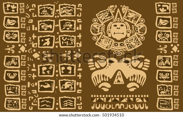 Aztec Ornamental Tribal Elements Symbols Stock Vector (Royalty Free ...