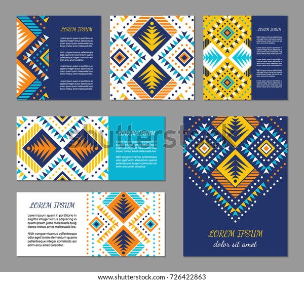 Aztec Style Colorful Flyer Set American Stock Vector (Royalty Free ...