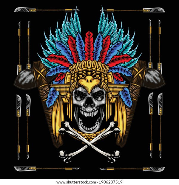Aztec Warrior Illustration Available Your Custom 库存矢量图（免版税）1906237519 ...