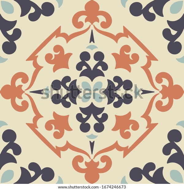 Azulejo Tile Template Calm Colored Blue Stock Vector (Royalty Free ...