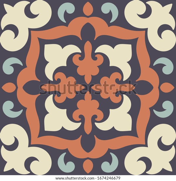 Azulejo Tile Template Calm Colored Blue Stock Vector (Royalty Free ...