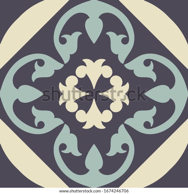 Azulejo Tile Template Calm Colored Blue Stock Vector (Royalty Free ...