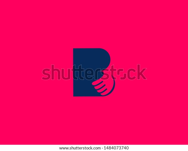 B Letter Hand Negative Space Logo Stock Vector (Royalty Free ...