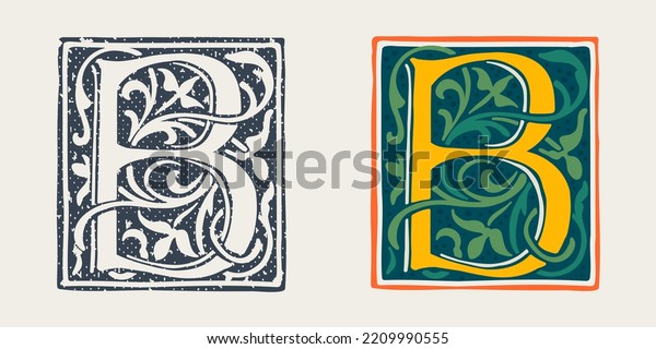 B Letter Logo Medieval Gothic Style Stock Vector (Royalty Free ...