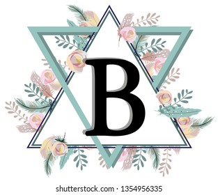 B Romantic Triangle Alphabet Stock Vector (Royalty Free) 1354956335 ...