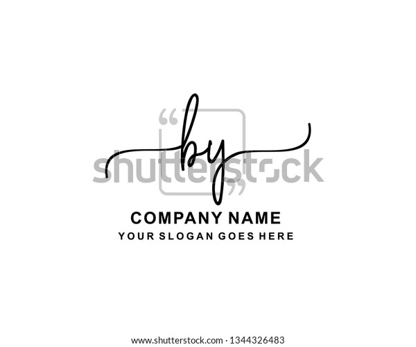 B Y Initial Handwriting Logo Template Stock Vector (Royalty Free ...