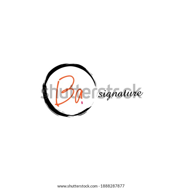 Ba Circle White Background Handwritten Logo Stock Vector (Royalty Free ...