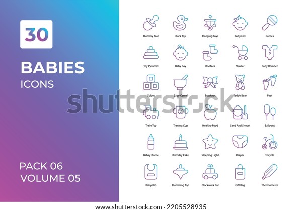 Babies Icons Collection Set Vector Line Stock Vector (Royalty Free ...