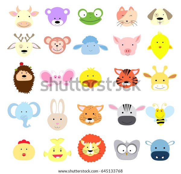 Baby Animal Faces 库存矢量图（免版税）645133768 | Shutterstock
