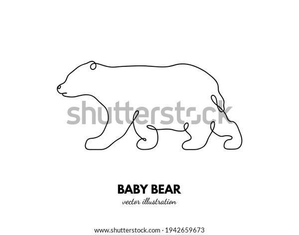 Baby Bear Outline Continuous Single Line Stock Vector (Royalty Free ...