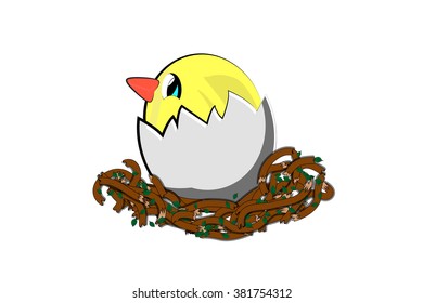 Baby Bird Hatching Stock Vector (Royalty Free) 381754312 | Shutterstock