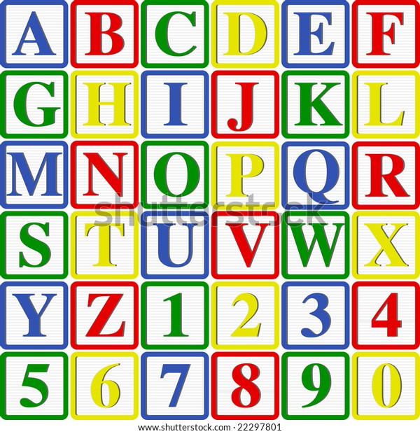 Baby Blocks Letters Numbers Vector Illustration Stock Vector (Royalty ...