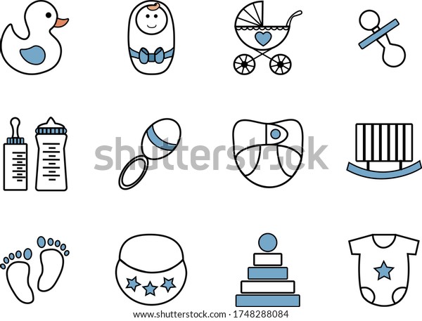 Baby Born Icons Set Different Child Stock Vector (Royalty Free ...
