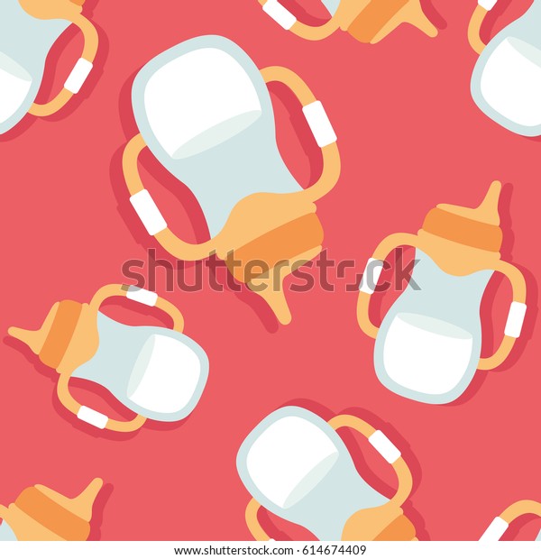 Baby Bottles Colorful Seamless Pattern Hand Stock Vector (Royalty Free ...
