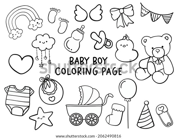Baby Boy Boy Coloring Page Stock Vector (Royalty Free) 2062490816 ...