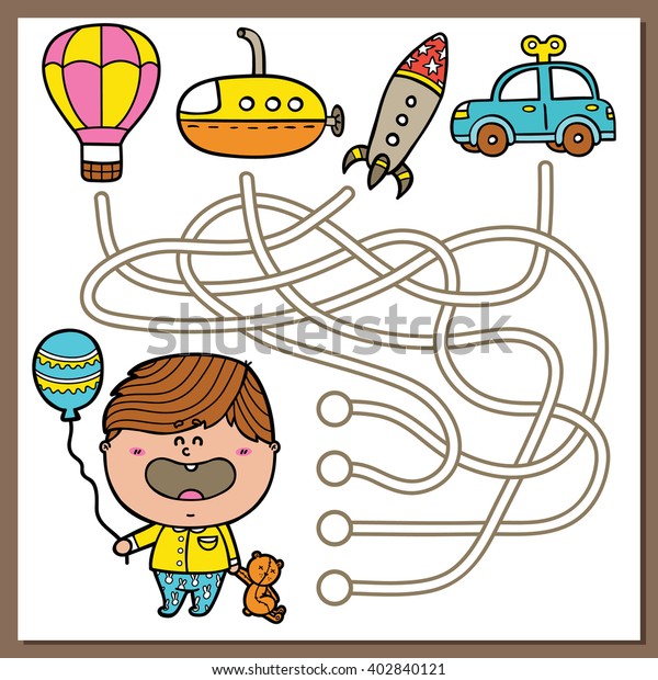 Baby Boy Educational Maze Game Vector Stock Vector (Royalty Free) 402840121
