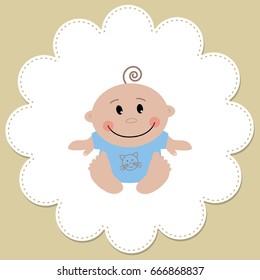 Baby Boy Round Frame On Beige Stock Vector (Royalty Free) 666868837 ...