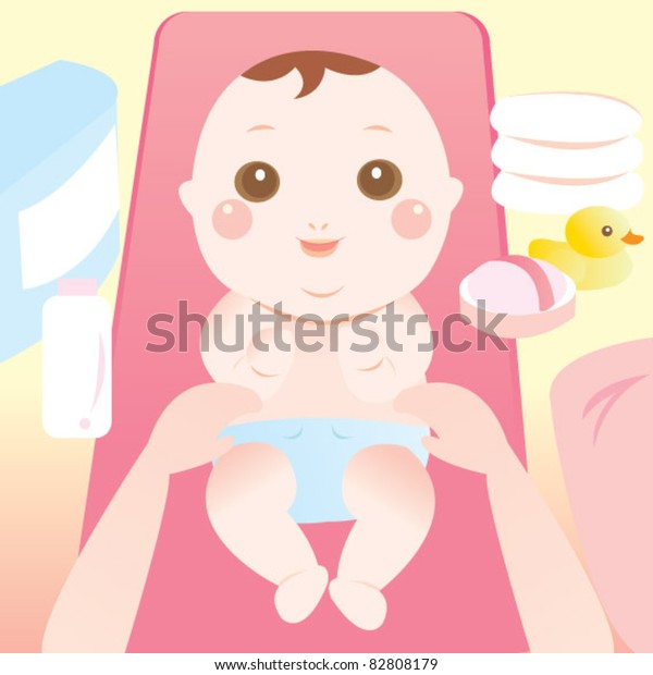 Baby Changing Diaper Stock Vector (Royalty Free) 82808179 | Shutterstock