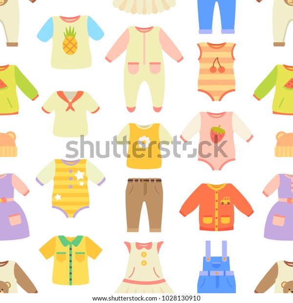 Baby Clothes Poster Seamless Pattern Consisting 스톡 벡터(로열티 프리) 1028130910