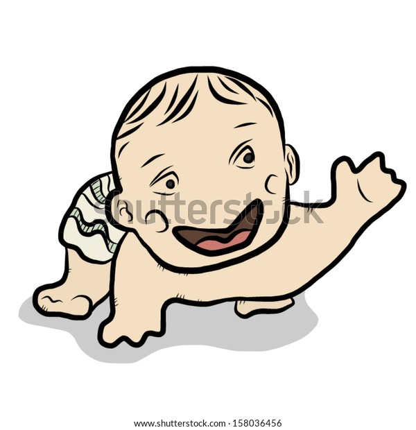 Baby Crawl Cartoon Vector Illustration Isolated: เวกเตอร์สต็อก (ปลอดค่า ...