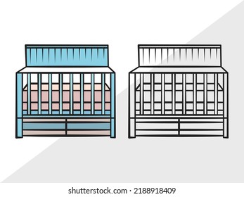 Baby Crib Svg Printable Vector Illustration Stock Vector (Royalty Free ...