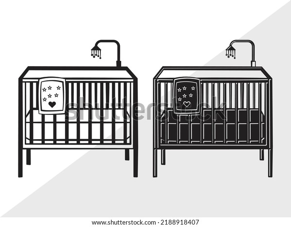 Baby Crib Svg Printable Vector Illustration Stock Vector (Royalty Free ...