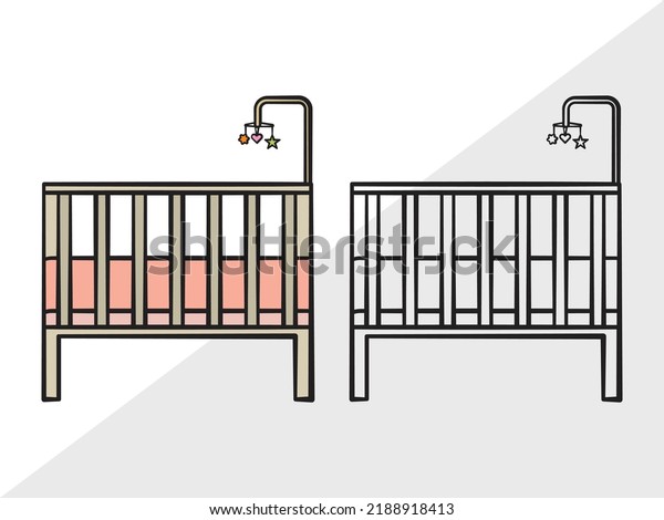 Baby Crib Svg Printable Vector Illustration Stock Vector (Royalty Free ...