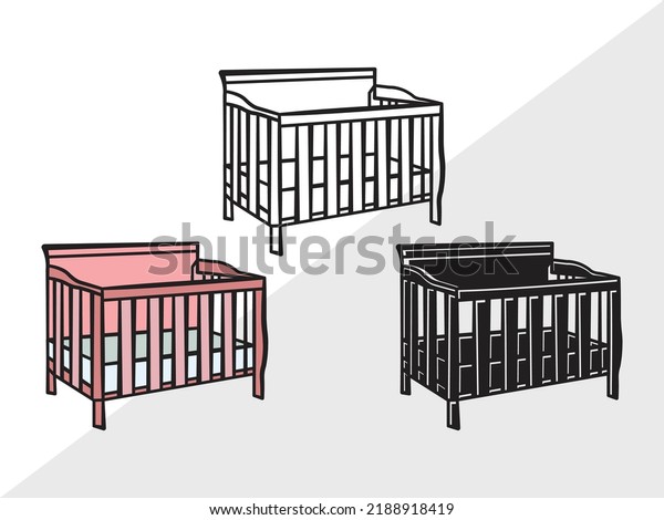 Baby Crib Svg Printable Vector Illustration Stock Vector (Royalty Free ...