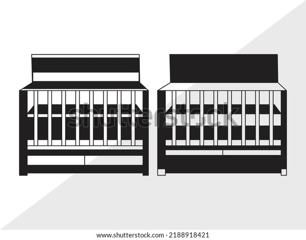 Baby Crib Svg Printable Vector Illustration Stock Vector (Royalty Free ...