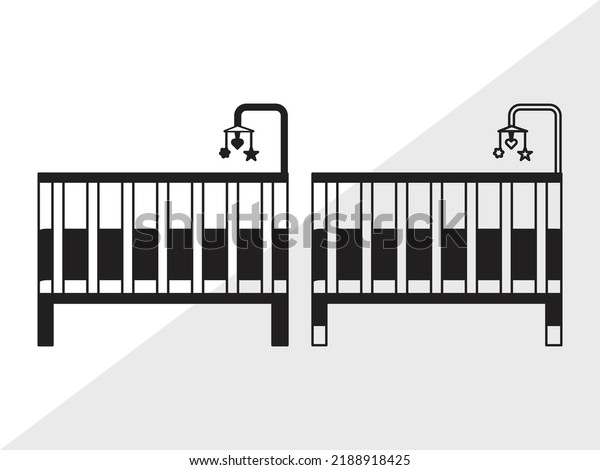 Baby Crib Svg Printable Vector Illustration Stock Vector (Royalty Free ...