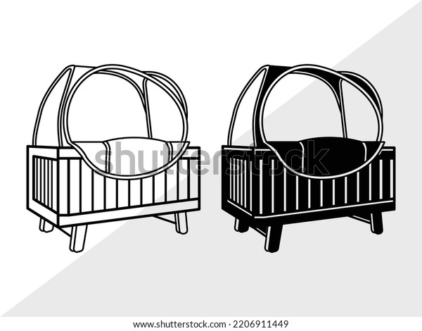 Baby Crib Svg Printable Vector Illustration Stock Vector (Royalty Free ...