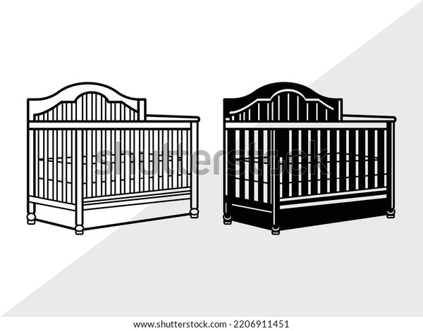 Baby Crib Svg Printable Vector Illustration Stock Vector (Royalty Free ...