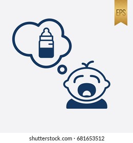 Baby Cry Icon Flat Isolated Nipple Stock Vector (Royalty Free ...