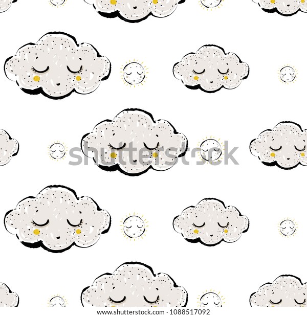 Baby Cute Weather Seamless Pattern Background Stock Vector (Royalty ...